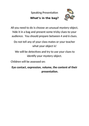 Year 3 Speaking Presentation | Teaching Resources