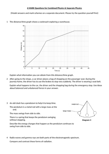 GCSE Physics - 6 Mark Questions Model Answers | Teaching Resources GCSE Physics - 6 Mark Questions Model Answers | Teaching Resources