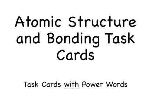 Atomic Structure and Bonding Task Cards | Teaching Resources