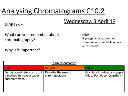 Analysing Chromatograms | Teaching Resources