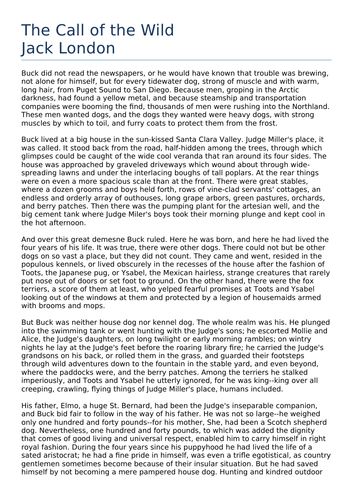 KS2 English SATS comprehension Call of the Wild | Teaching Resources