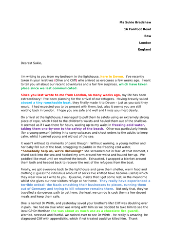 Letters From The Lighthouse - Ephraim's letter to Sukie | Teaching ...