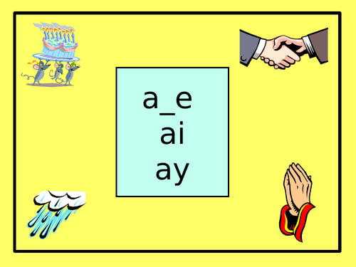Phonics: a_e, ai, ay (pictures and words) | Teaching Resources