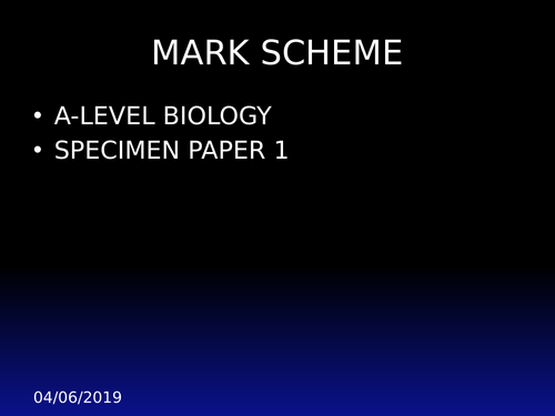 AQA A'level Biology Specimen paper and answers | Teaching Resources