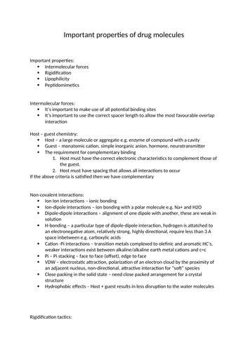 Properties of drug molecules | Teaching Resources