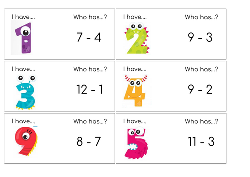 I have...who has? subtraction | Teaching Resources