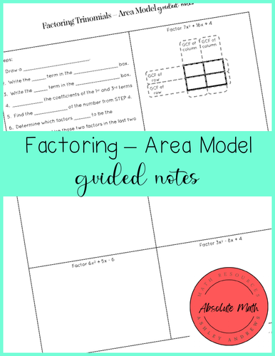 Factoring Using Area Models Worksheets