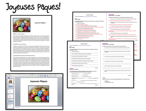 Pâques/ Easter in France- Reading comprehension- GCSE and A Level ...