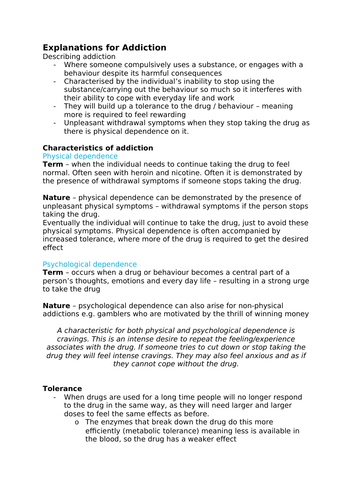Psychology A-Level AQA 7181/7182 (New) - Addiction Notes | Teaching ... Psychology A-Level AQA 7181/7182 (New) - Addiction Notes | Teaching ...