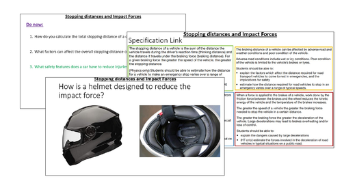 AQA Physics paper 2 revision - Impact forces and safety | Teaching ...