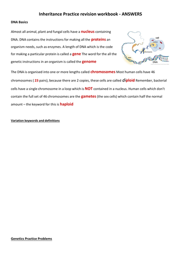 Inheritance Booklet Edexcel Igcse Teaching Resources