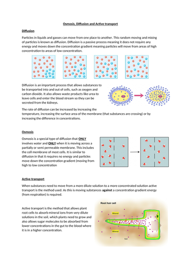 Osmosis, diffusion and Active transport | Teaching Resources