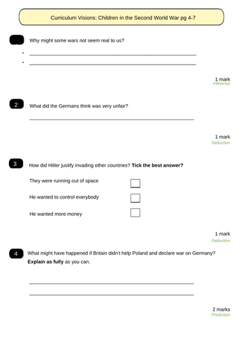 Week 1 World War Two Guided Reading | Teaching Resources
