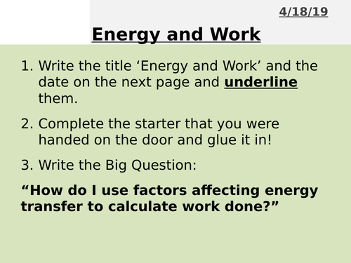 AQA GCSE Physics Work Done | Teaching Resources AQA GCSE Physics Work Done | Teaching Resources