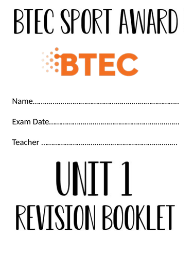 BTEC PE Award Unit 1 Student Notes Revision Booklet for Exam | Teaching ...