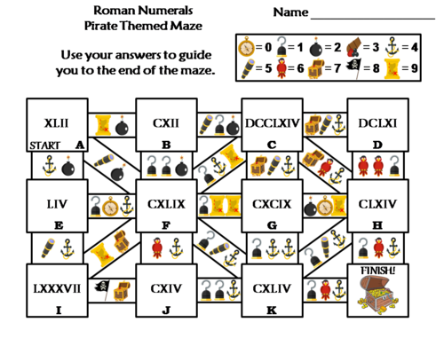 Roman Numerals Activity: Pirate Themed Math Maze | Teaching Resources