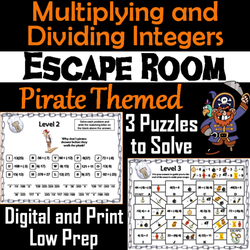Multiplying and Dividing Integers Activity: Pirate Themed Escape Room ...
