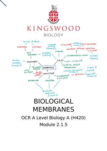 OCR H420 A Level Biology Biological Membranes Workbook | Teaching Resources