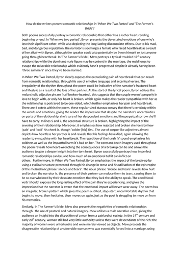 How are romantic relationships presented in When We Two Parted and The ...