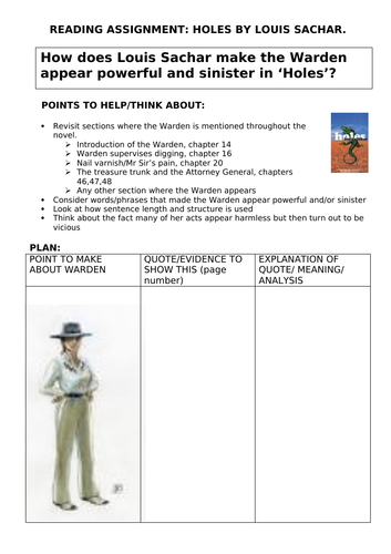 Reading Assignment for Holes by Louis Sachar | Teaching Resources