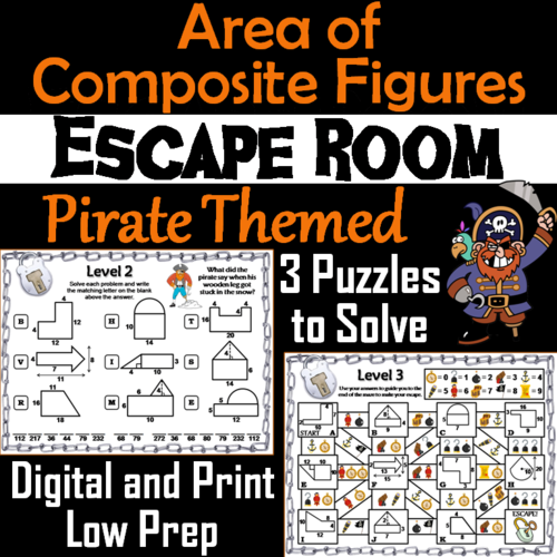 Area of Composite Figures Activity: Pirate Themed Escape Room Geometry ...