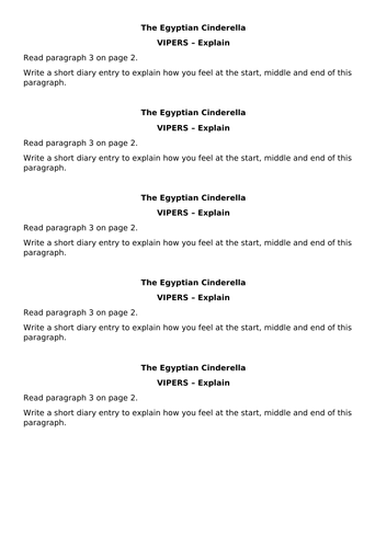 The Egyptian Cinderella VIPERS questions KS2 | Teaching Resources