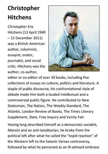 Christopher Eric Hitchens Handout | Teaching Resources