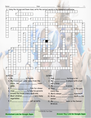 Have-Do-Like-Favorites Interactive Crossword Puzzle for Google Apps ...