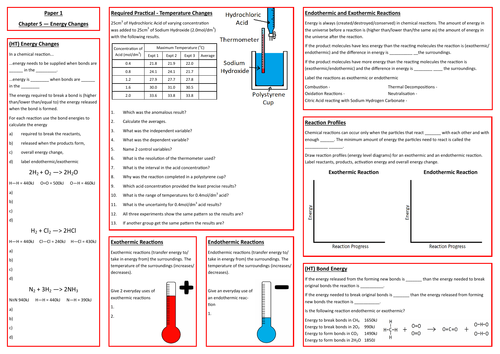 Energy Changes Revision Placemat | Teaching Resources