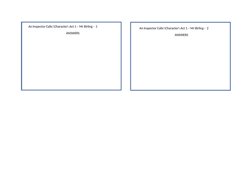 An Inspector Calls Flash Cards | Teaching Resources