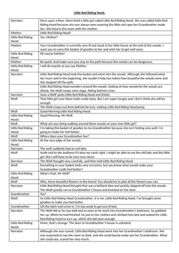 Little Red Riding Hood Script | Teaching Resources