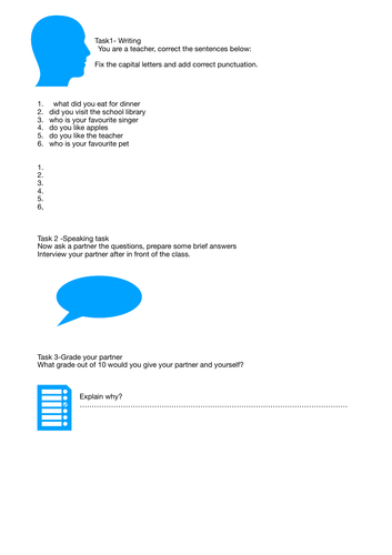 Capital letters and question marks | Teaching Resources