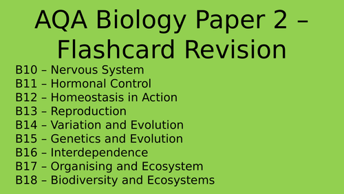 AQA GCSE Biology Paper 2 Flashcard Revision | Teaching Resources