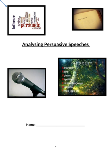 Analysing Persuasive Speeches | Teaching Resources