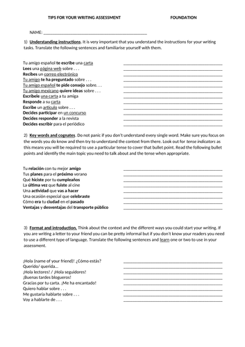 Writing assessment -preparation | Teaching Resources