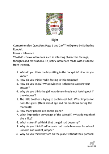 The Explorer Comprehension Questions Inference Focus | Teaching Resources