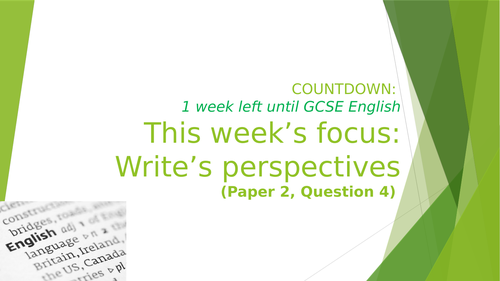 AQA GCSE English Paper 2, Question 4 | Teaching Resources