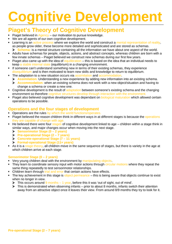 Complete Content for Cognitive Development | Teaching Resources