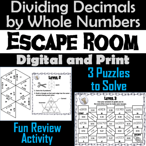 Dividing Decimals by Whole Numbers Activity: Math Escape Room ...