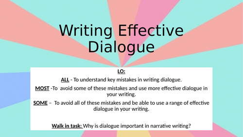 GCSE Language P1 Question 5 - dialogue | Teaching Resources