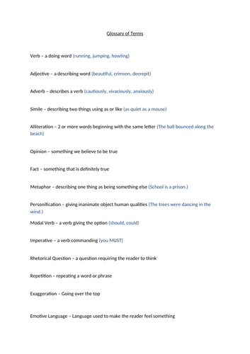 General glossary of terms | Teaching Resources General glossary of terms | Teaching Resources