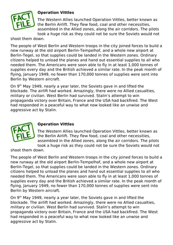 Cold War - Berlin Blockade and Airlift | Teaching Resources