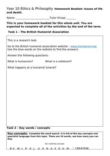 Activity booklet Life and death Christianity and Islam | Teaching Resources