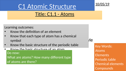 C1.1 Atoms - Complete lesson | Teaching Resources
