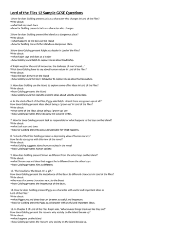 Lord of the Flies revision lessons: big ideas, characters, quotations ...