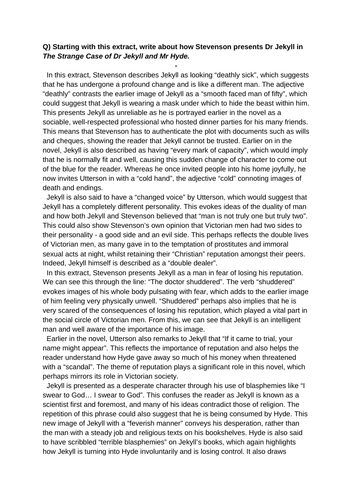 GCSE English lit Jekyll and Hyde model answer exam question practice ... GCSE English lit Jekyll and Hyde model answer exam question practice ...