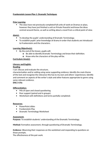 Full Unit of Work for Frankenstein by Philip Pullman | Teaching Resources