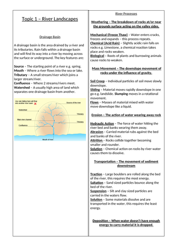 1-9 Geography GCSE Revision Guide for Paper 1 | Teaching Resources