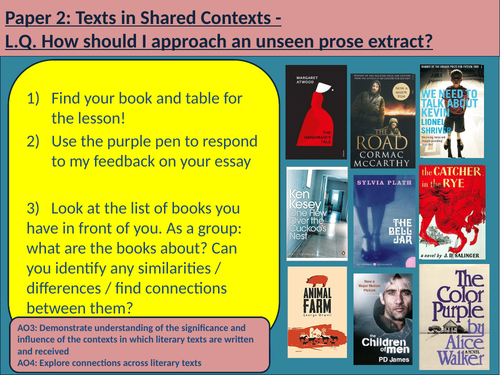 Lesson that introduces students to the study of post 1945 unseen prose ...