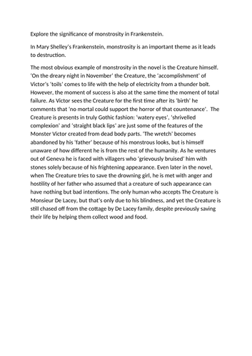 Frankenstein: monstrosity, nature, knowledge theme summaries | Teaching ...